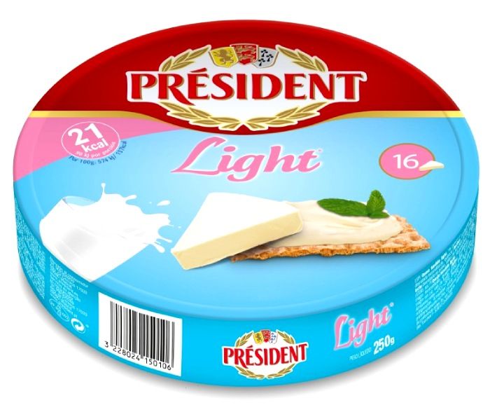 Топено Сирене Натурално President Light 250 г