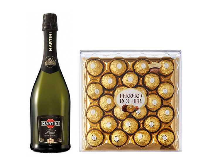 Пакет: Мартини Brut 0.75л + Бонбони Ferrero Rocher 24бр